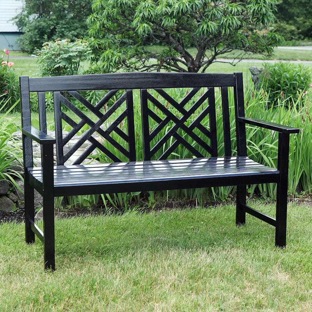 Black Fretwork Bench by Achla Designs | The Garden Gates
