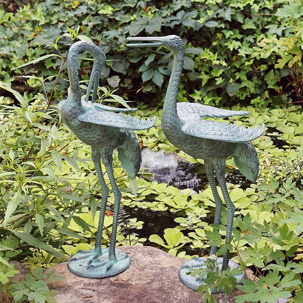 Preening Crane Garden Statue Pair by Achla Designs | The Garden Gates